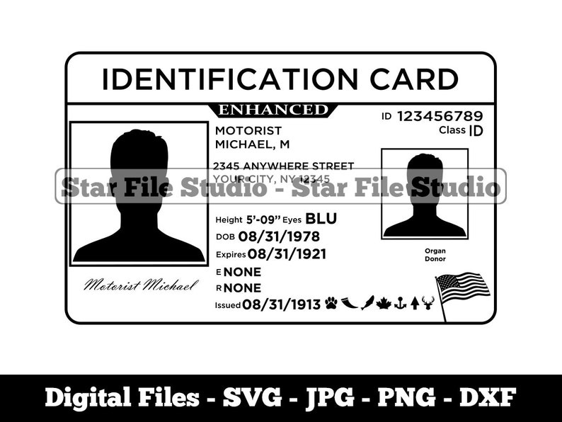 Enhanced ID Template Svg, Lifetime Sporting License Svg, Drivers ...
