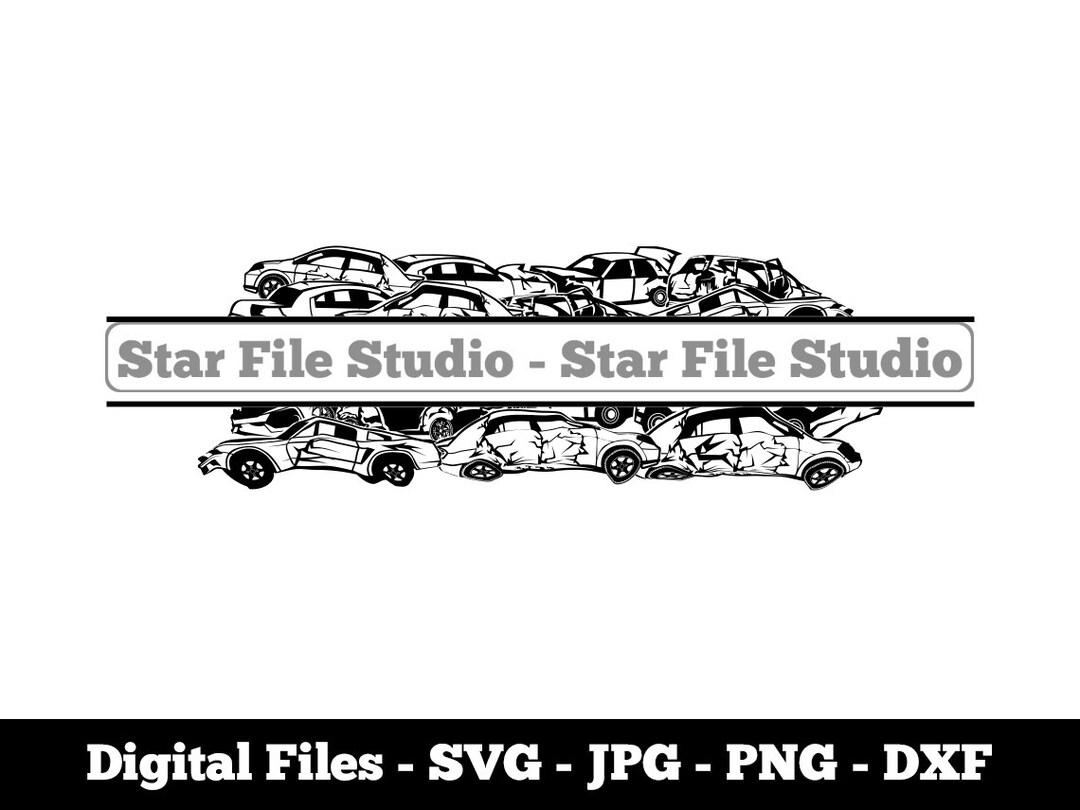 Car Junkyard Split Monogram #2 Svg, Scrap Yard Svg, Junk Yard Svg ...
