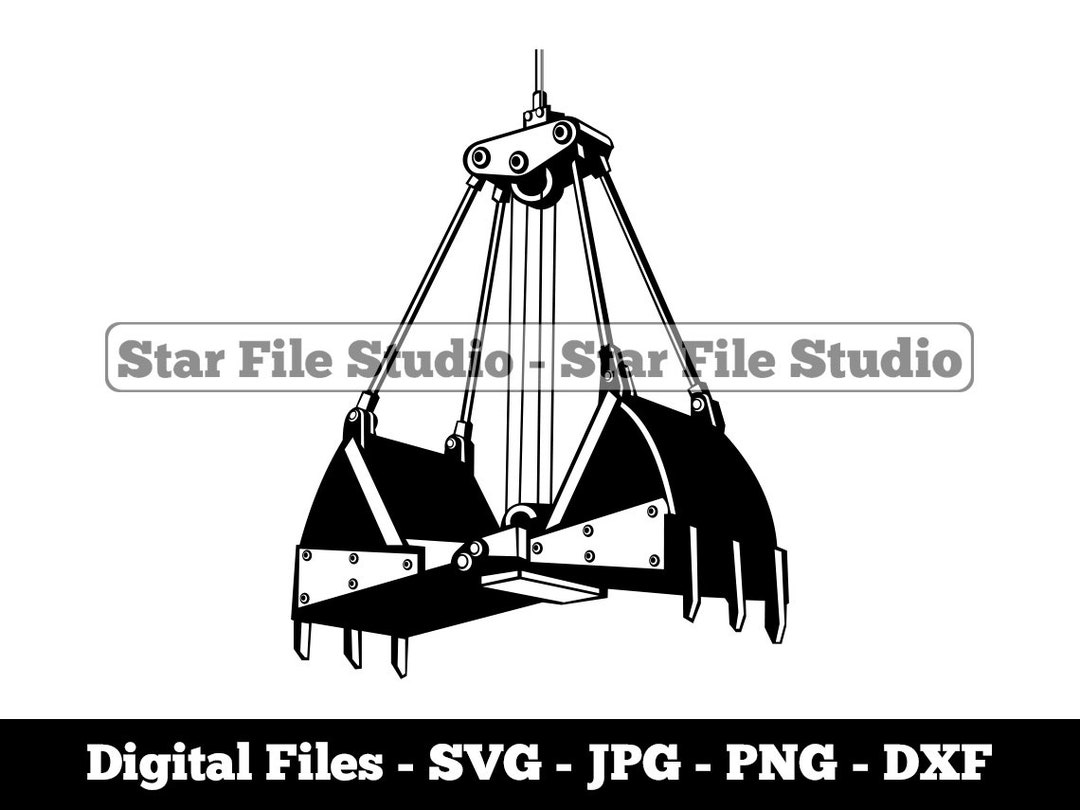 Excavator Grab Bucket Svg, Heavy Equipment Svg, Grabber Svg, Grab ...