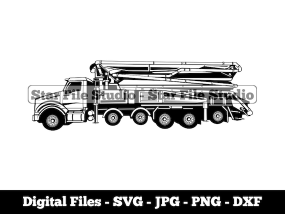 Concrete Pump Truck 3 Svg Pump Truck Svg Heavy Equipment - Etsy