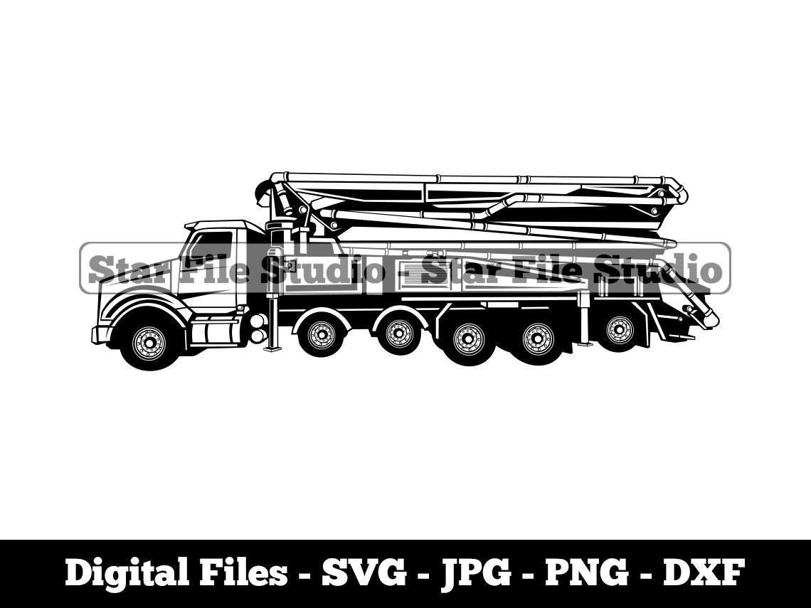 Concrete Pump Truck 3 Svg Pump Truck Svg Heavy Equipment - Etsy