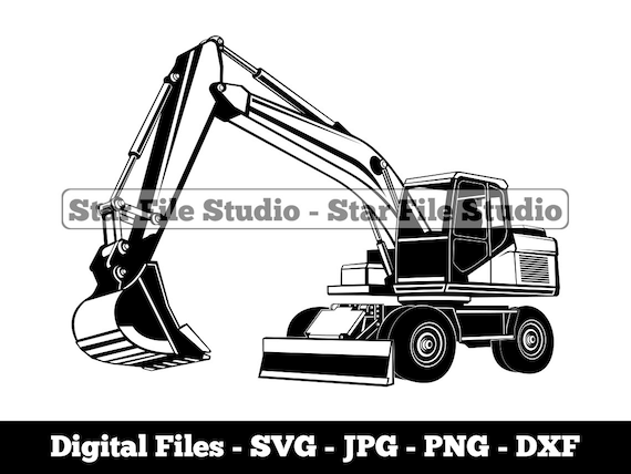 Wheeled Excavator Svg Excavator Svg Heavy Equipment Svg | Etsy