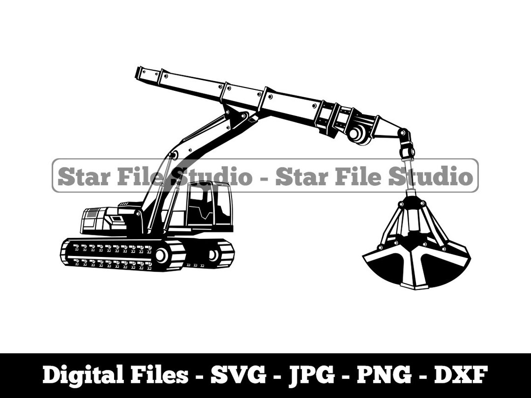 Telescopic Arm Excavator 2 Svg, Excavator Svg, Heavy Equipment Svg ...