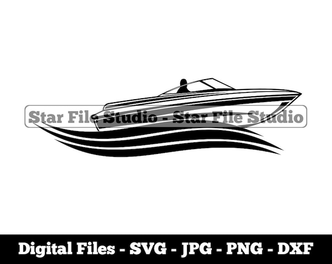 Speed Boat SVG 3 Speed Boat DXF, Speed Boat PNG, Speed Boat Clipart ...