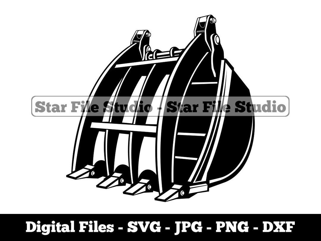 Excavator Grab Bucket 2 Svg, Heavy Equipment Svg, Grabber Svg, Grab ...
