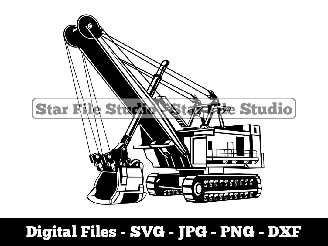 Dragline Rope Excavator #2 Svg, Excavator Svg, Heavy Equipment Svg ...