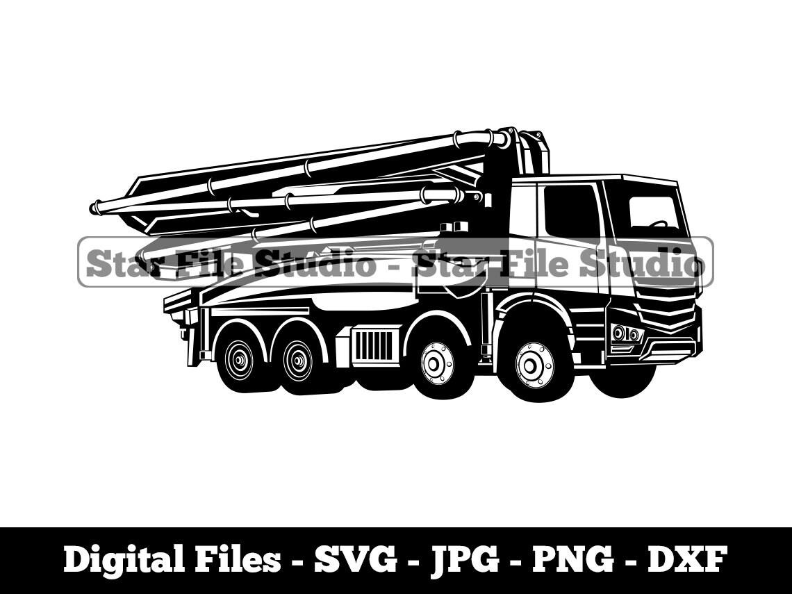 Concrete Pump Truck #2 Svg, Pump Truck Svg, Heavy Equipment Svg ...
