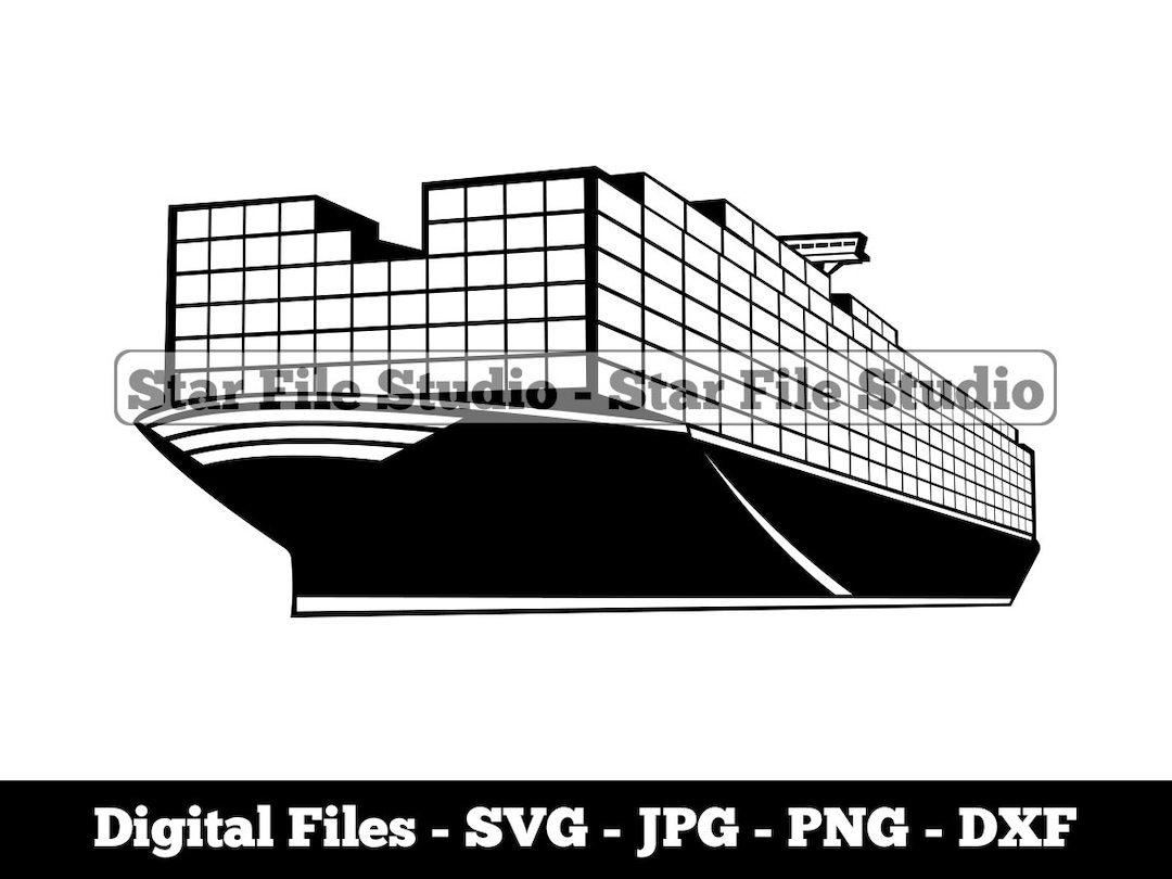 Container Ship #3 Svg, Shipping Svg, Ship Svg, Container Ship Png ...