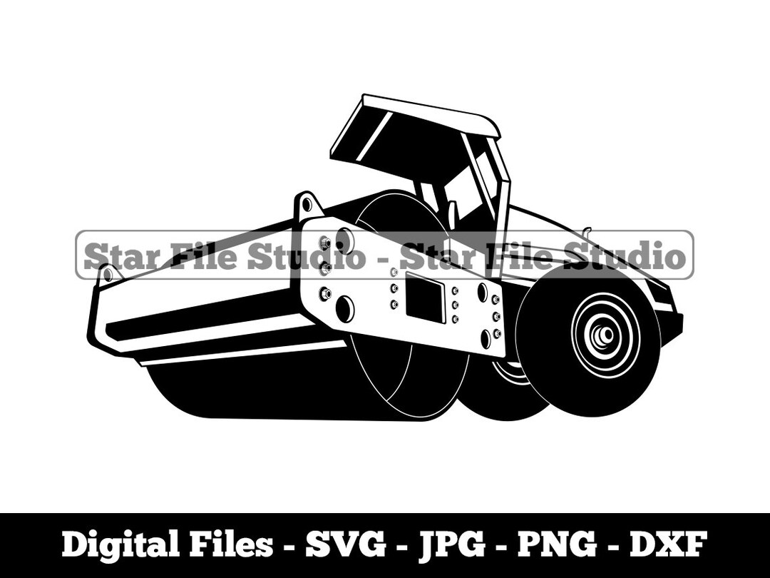 Single Drum Roller Svg, Road Roller Svg, Heavy Equipment Svg, Single ...