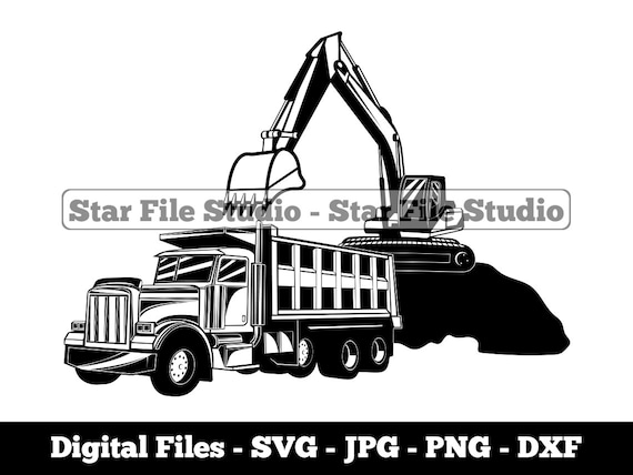 Dump Truck and Excavator Svg Heavy Equipment Svg Truck Svg | Etsy