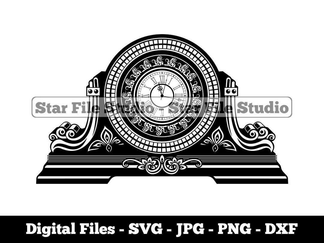Antique Clock #2 Svg, Clock Svg, Time Svg, Watch Svg, Clock Png, Clock ...