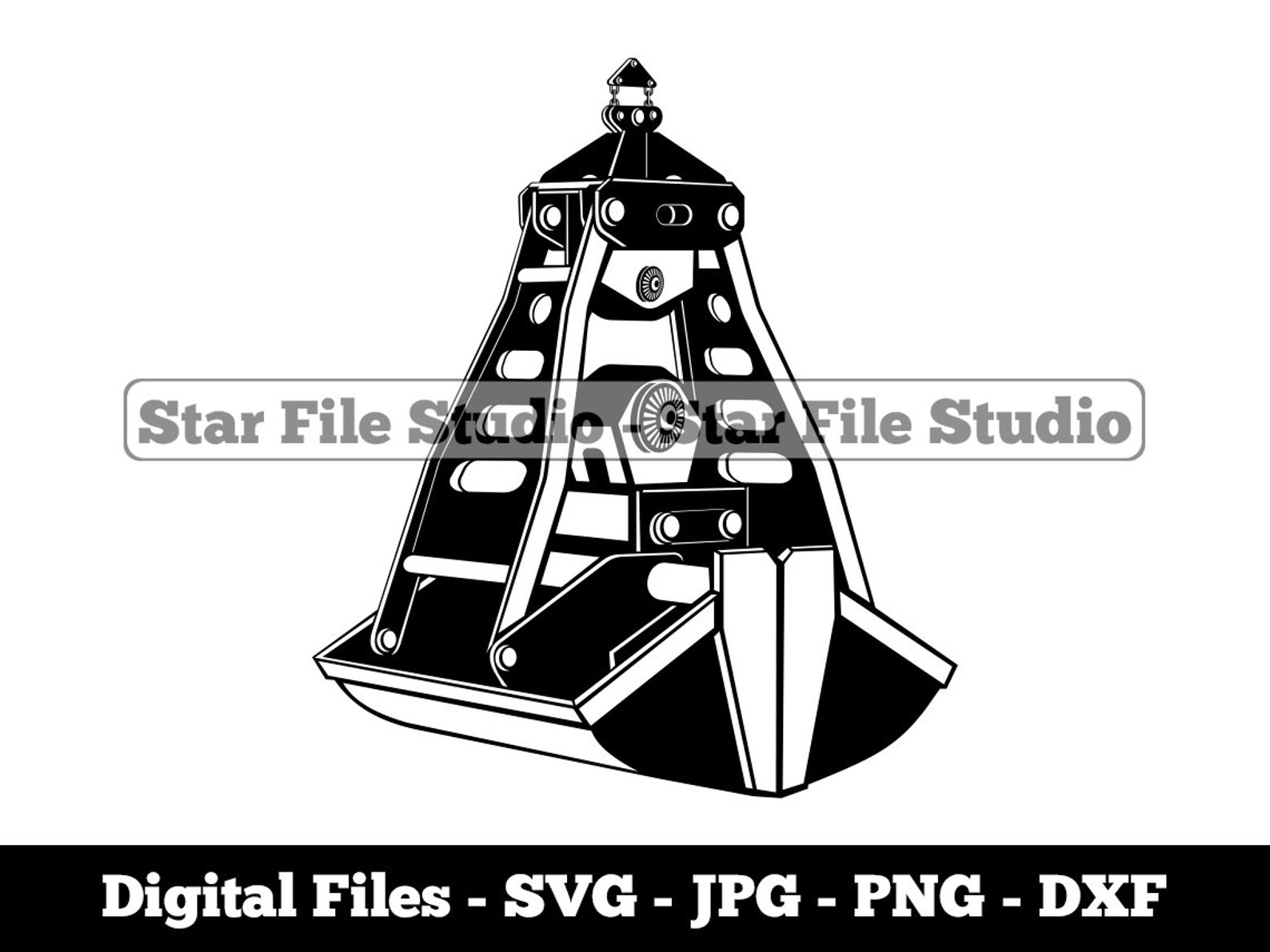 Excavator Grab Bucket 3 Svg, Heavy Equipment Svg, Grabber Svg, Grab ...
