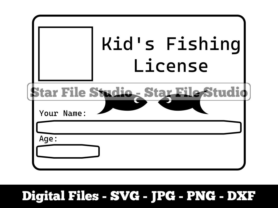 JR Fishermans License Template #2 Svg, Kids Fishing License Svg ...