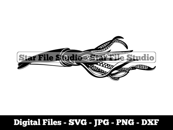 Squid 2 Svg Squid Svg Sea Creatures Svg Squid Png Squid - Etsy