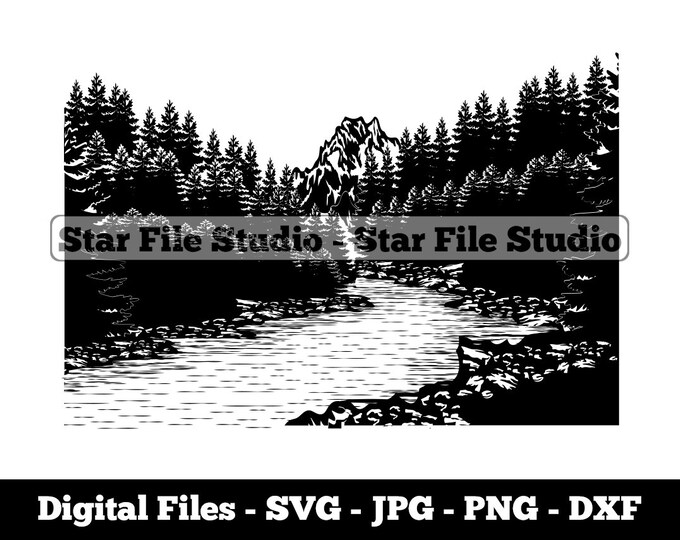 83 River Flow SVG PNG PDF Dxf Bundle, Flowing Stream and Forest River ...