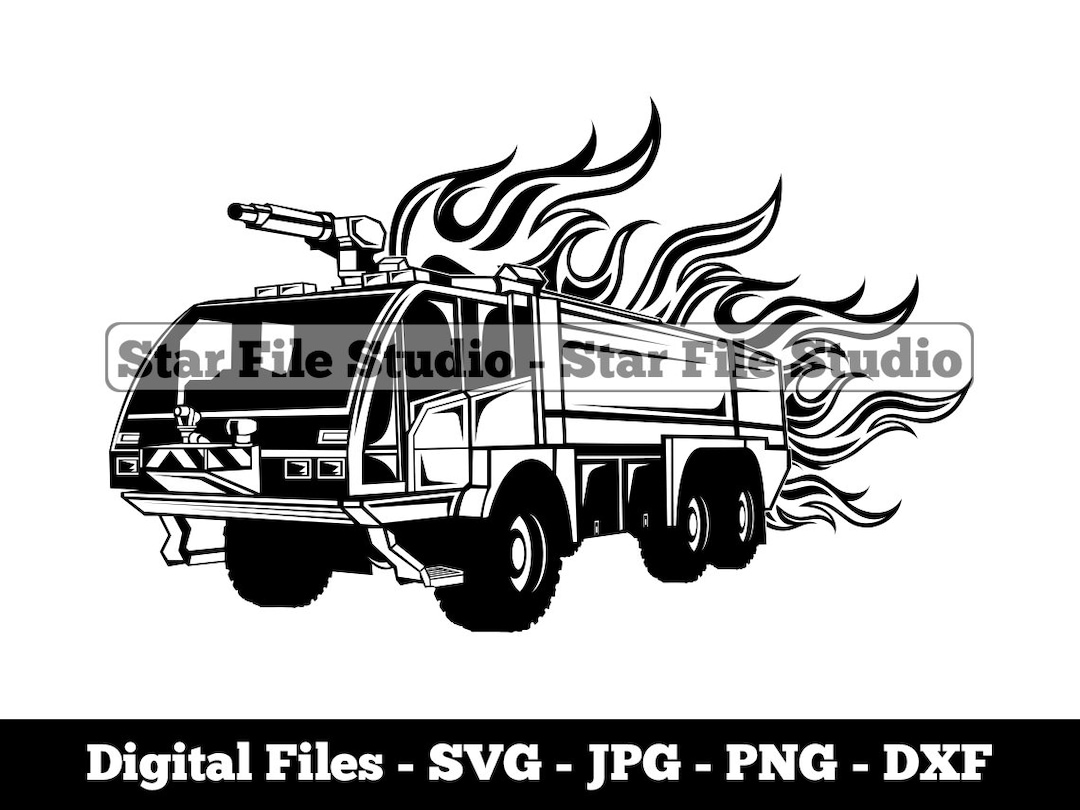 Flaming Fire Truck Svg, Firetruck Svg, Fire Engine Svg, Firefighter Svg ...