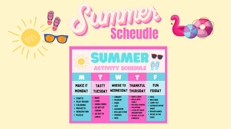 Kid's Summer Schedule Printables - Etsy