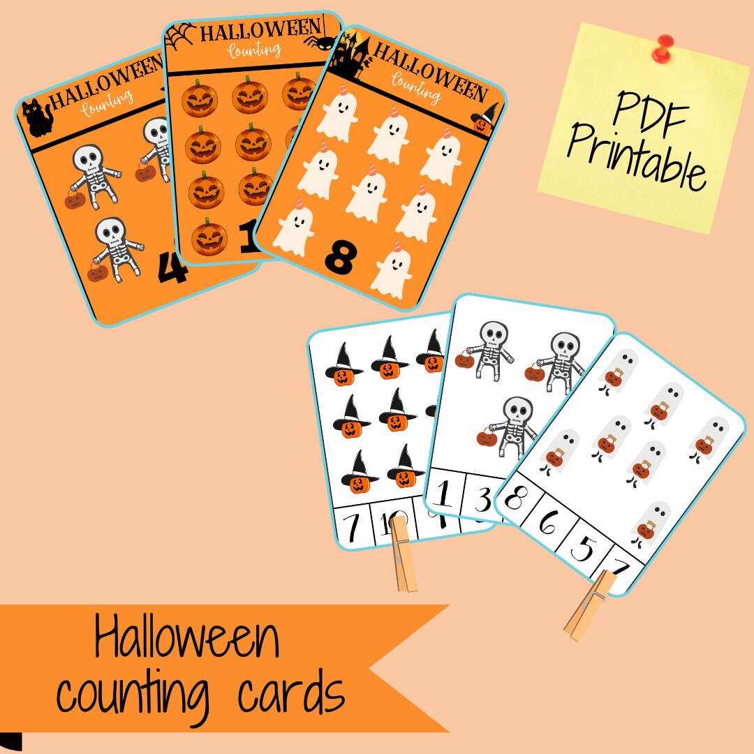 Halloween Counting Cards - Etsy