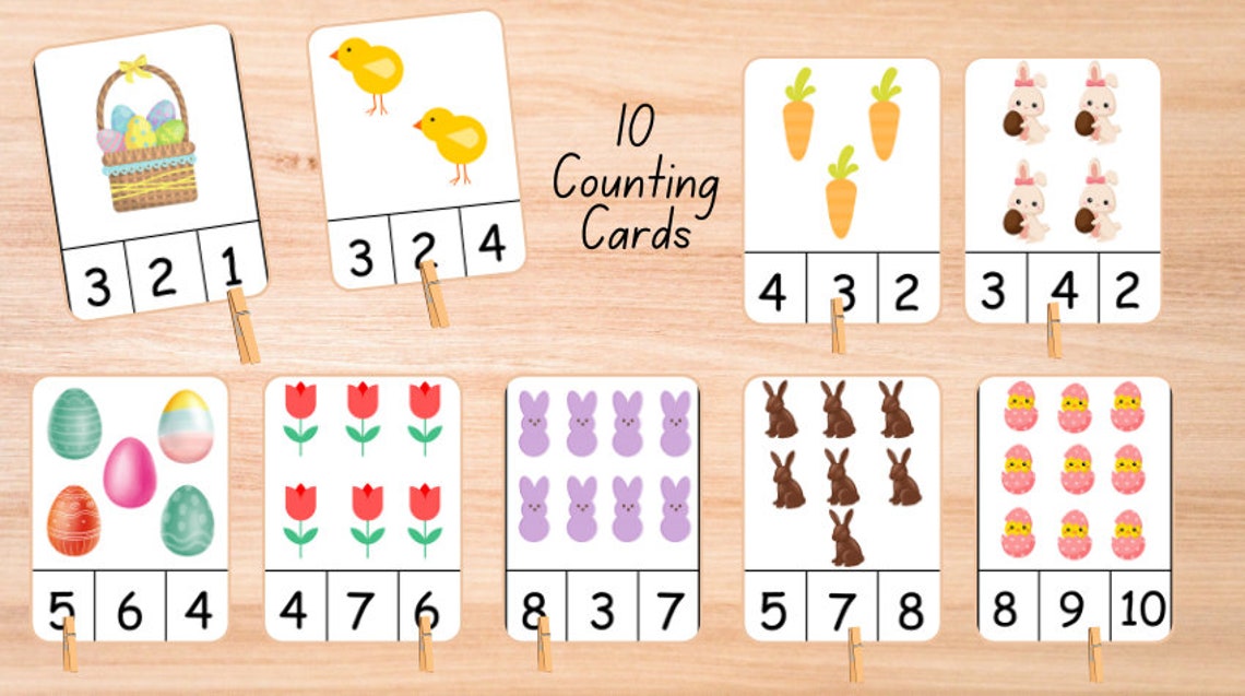 Easter Basket Counting Cards - Etsy