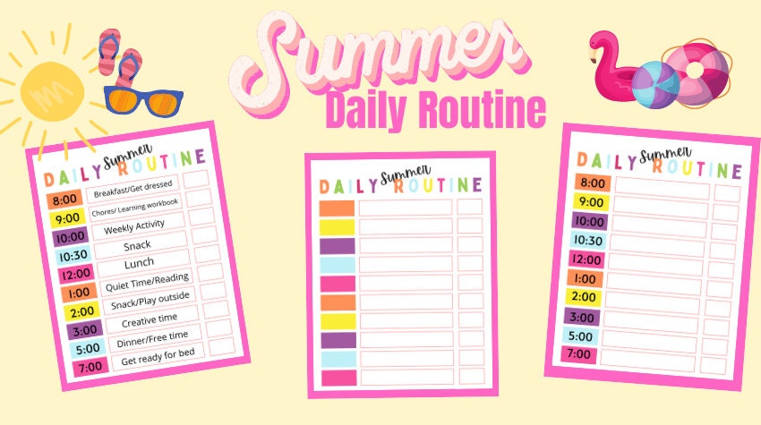 Kid's Summer Schedule Printables - Etsy