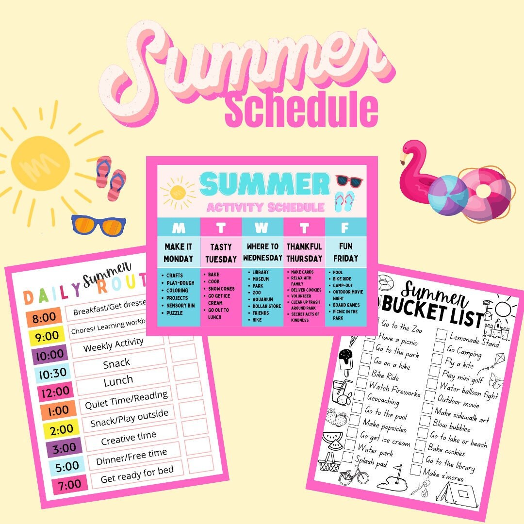 Kid's Summer Schedule Printables - Etsy