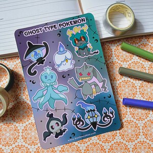 Ghost Type Pokemon Sticker Sheets Glossy Vinyl Stickers Sticker Sheets ...
