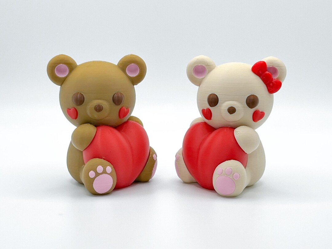 Cocoa and Vanilla Teddy Bear Set | 3D Printed Valentine's Day Bears ...