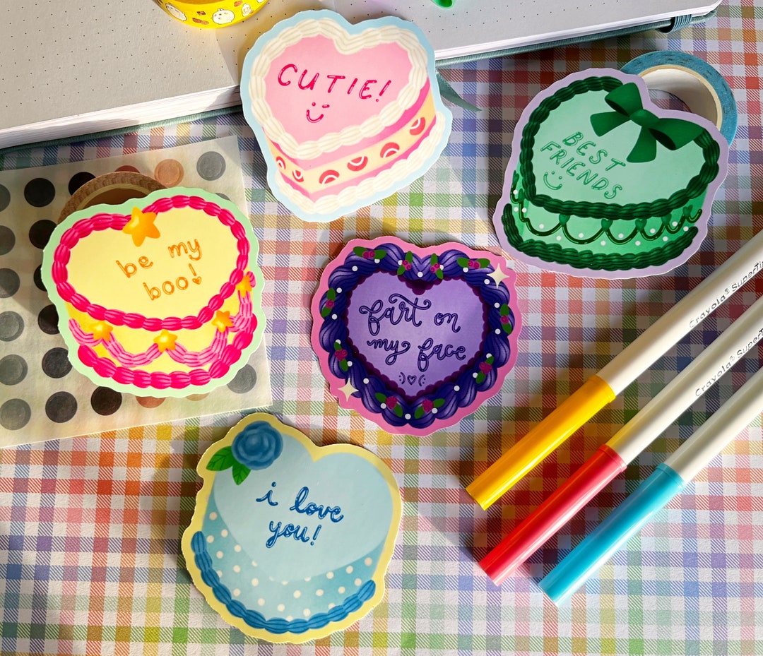 Kawaii Cake Die Cut Stickers: Glossy Vinyl Decals - Etsy