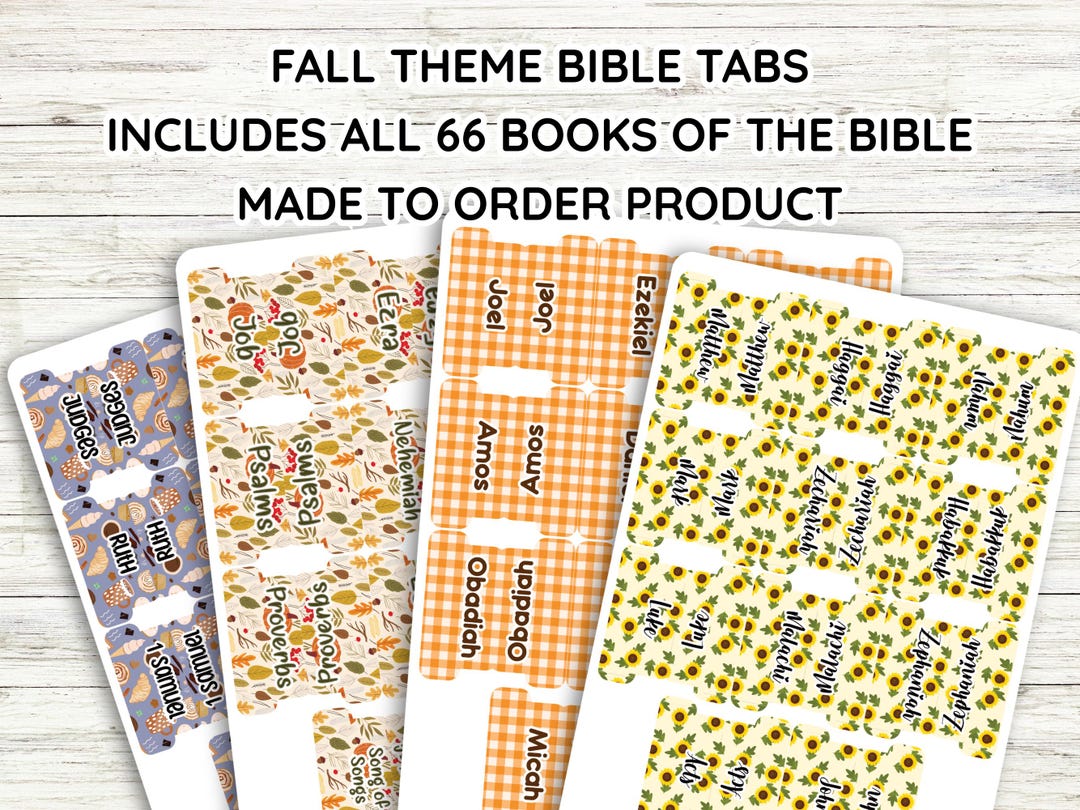 Fall Bible Tab Stickers | Set of 6 Sticker Sheets | Autumn-themed Bible ...
