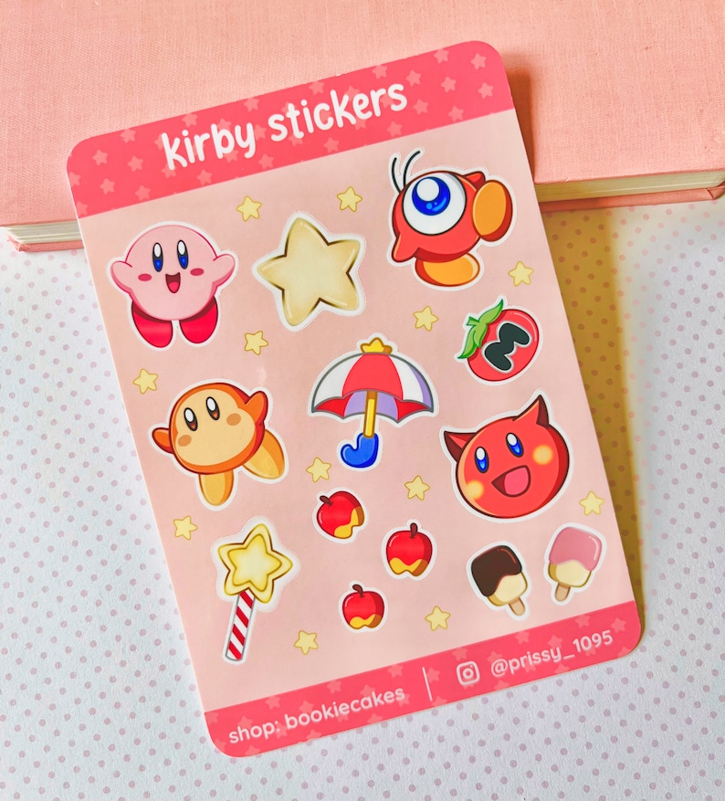 Kirby Sticker Sheet Kirby Kawaii Stickers Cute Stickers - Etsy