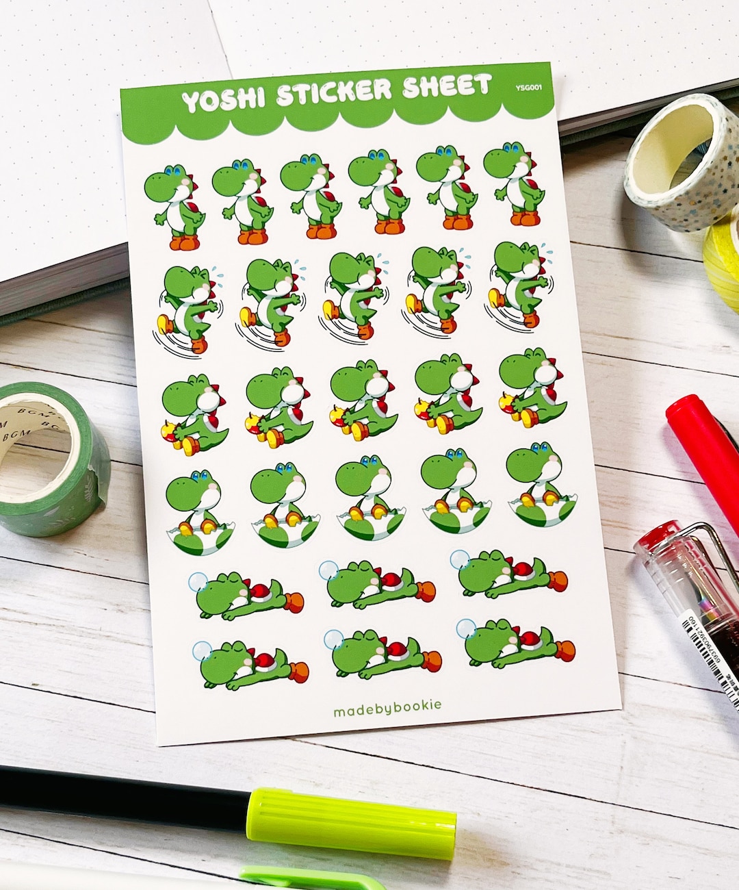 Colorful Yoshi Planner Sticker Sheets | Planner Sticker | Kawaii ...