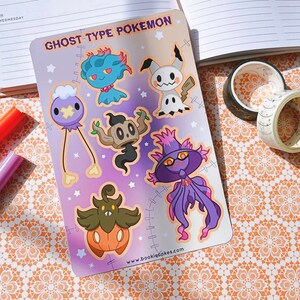 Ghost Type Pokemon Sticker Sheets Glossy Vinyl Stickers Sticker Sheets ...