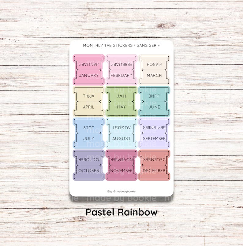 Planner Tabs | Planner Tabs | Month Tab Stickers | Colorful | Pastel ...