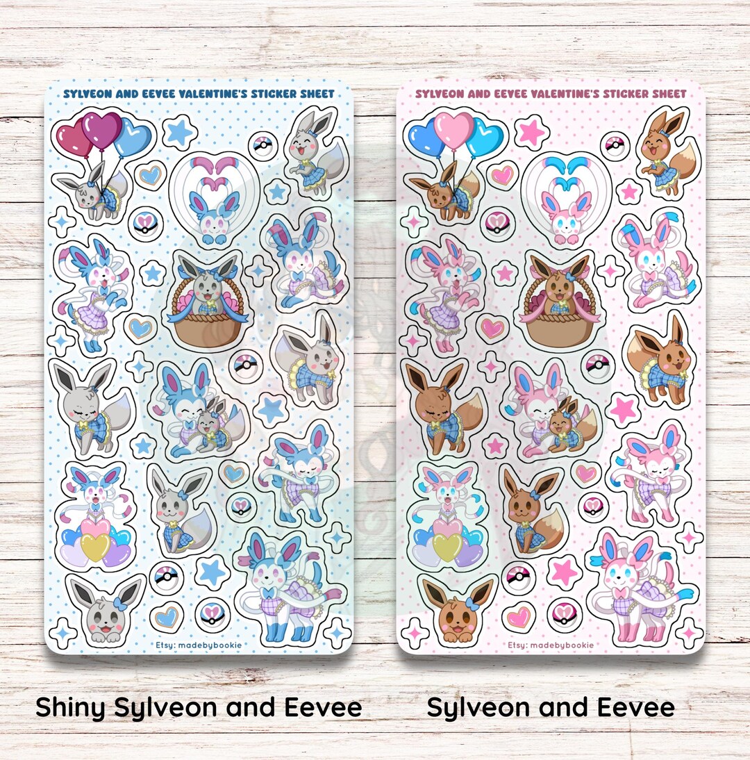 Sylv and Eev Valentine's Day Holographic Sticker Sheet - Etsy