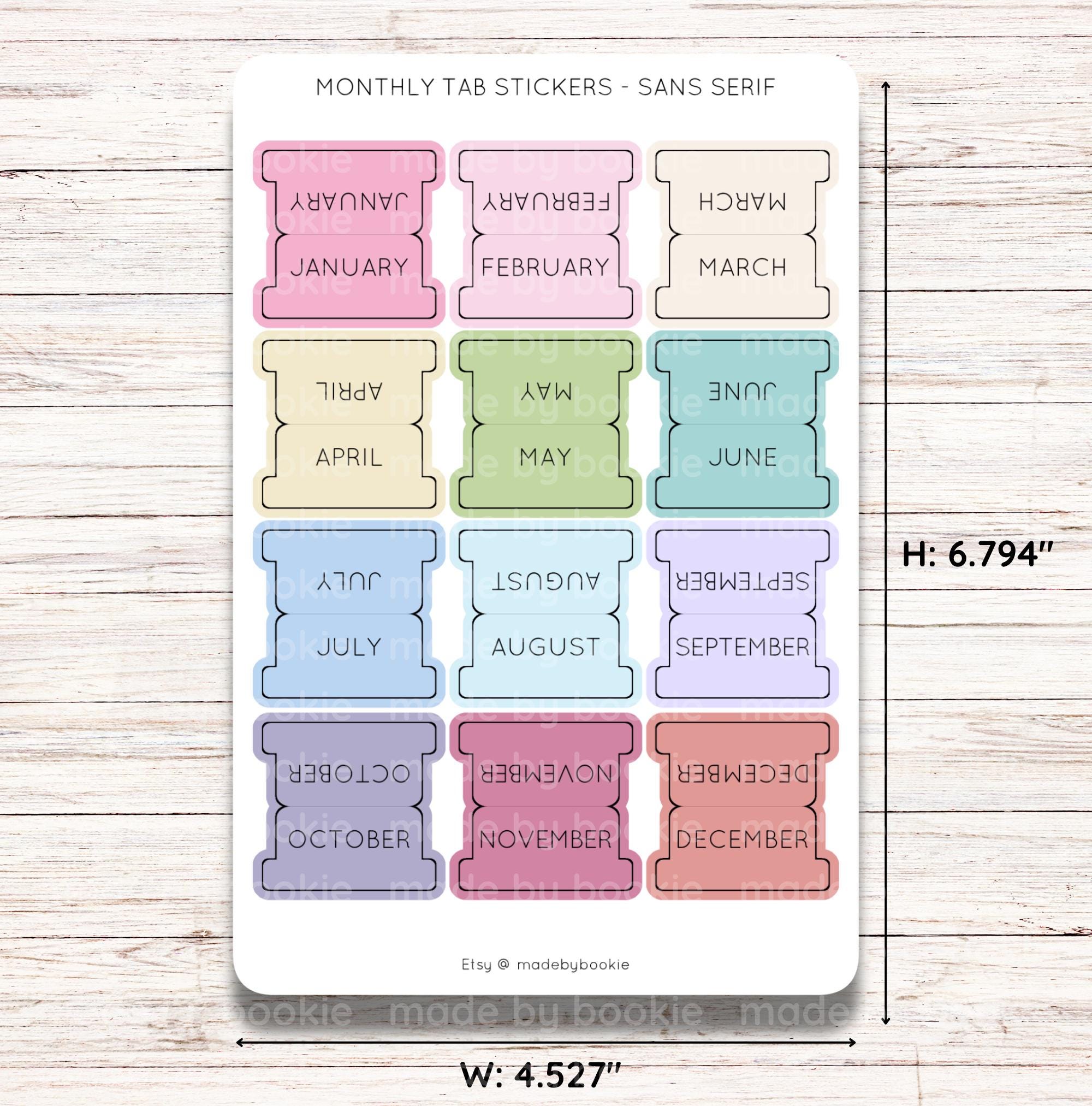 Planner Tabs | Planner Tabs | Month Tab Stickers | Colorful | Pastel ...