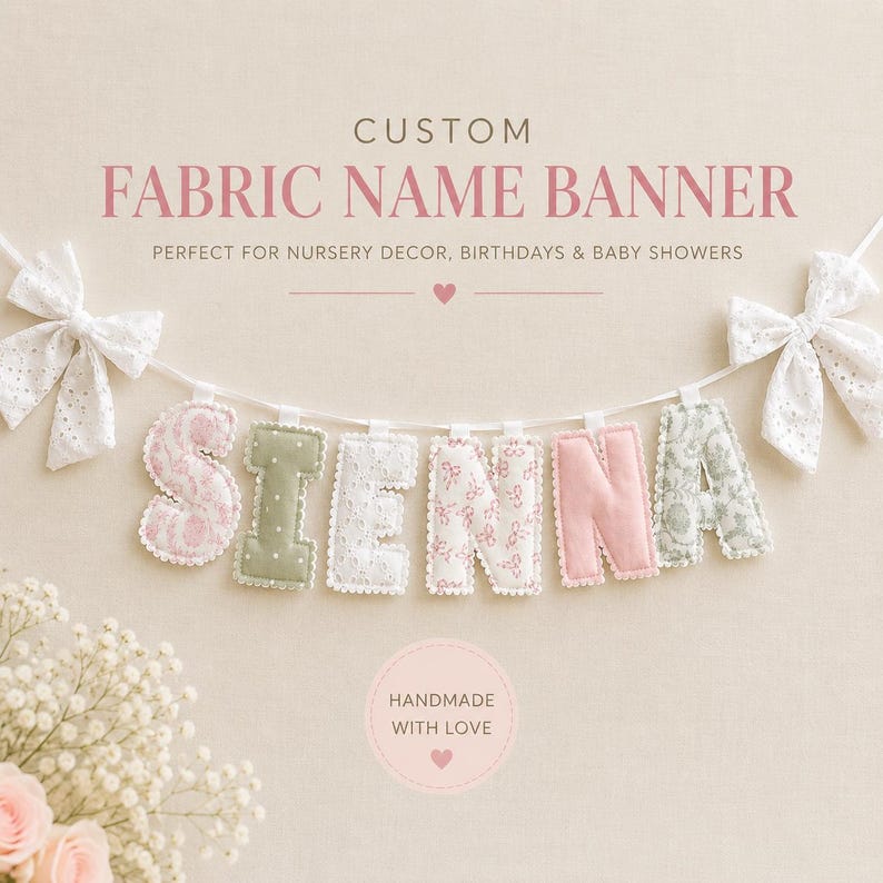 Personalized Fabric Bubble Letter Banner, Custom Nursery Decor, Baby ...