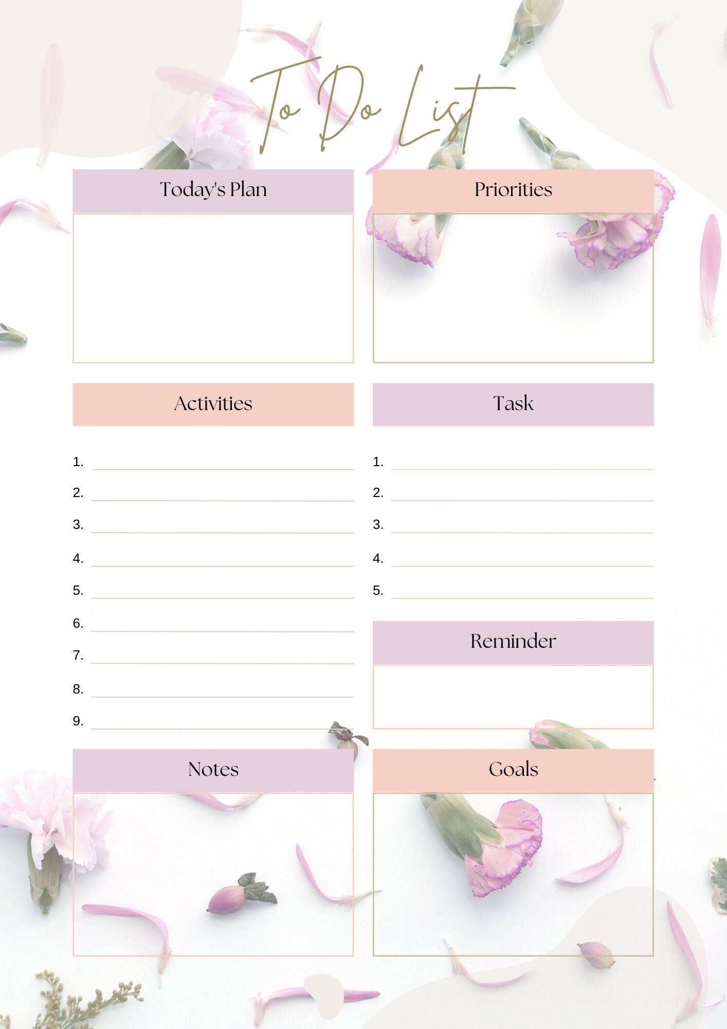 Floral to Do List, to Do List Printable, to Do List, Pastel, Pdf, to Do ...