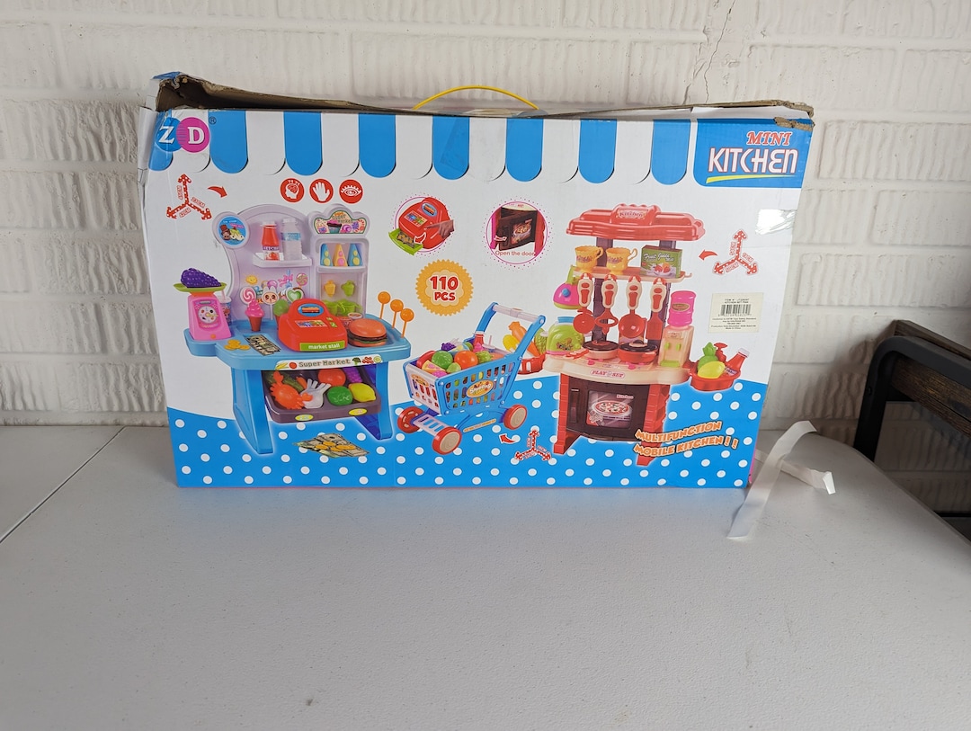 Supermarket Pink 3 In1 Kitchen Set for Kids Play Food 110 Pcs for ...