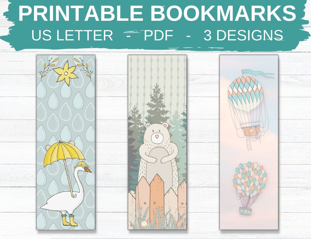 3 Printable Forest Adventure Bookmarks - Book Lovers Gift - Bookworm ...
