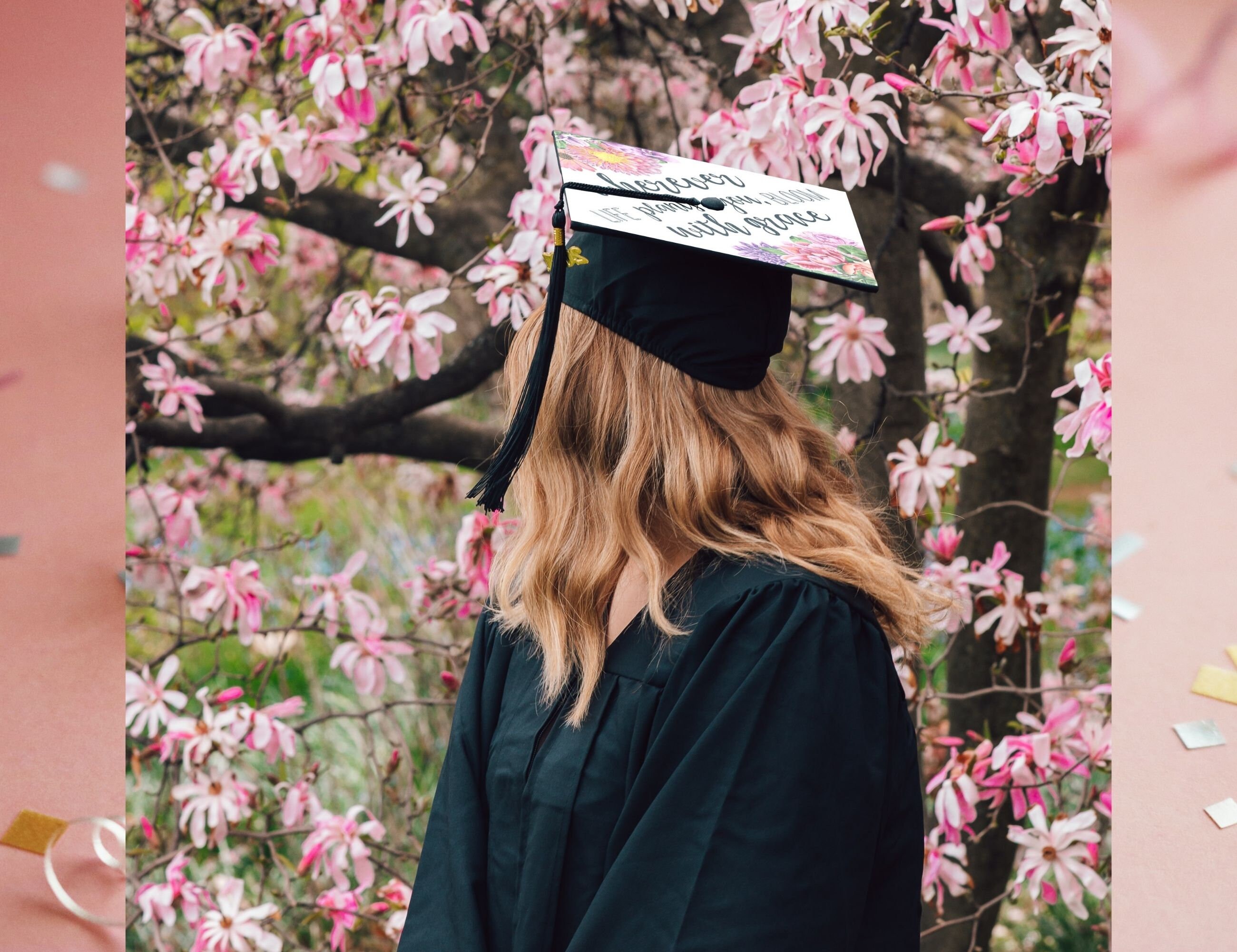 Graduation Cap Topper Printable - Wherever Life Plants You - Floral ...