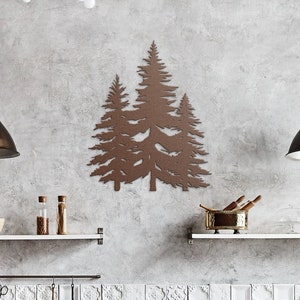 Metal Evergreen Silhouette Wall Decor, Pine Trees Wall Art, Spruce ...