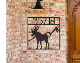 House Number Sign Moose - Etsy
