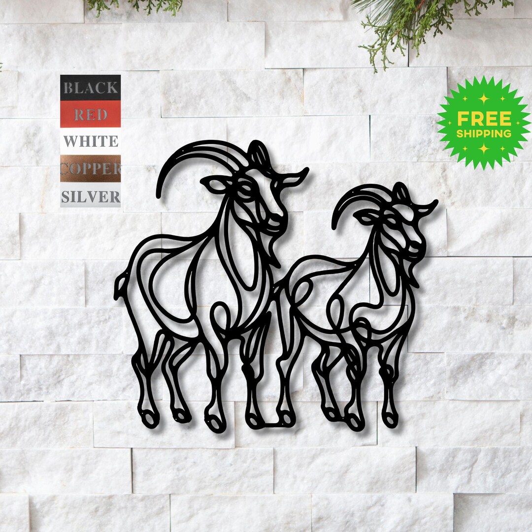 Metal Goat Wall Art Farm Animal Decor Thor's Chariot Goats Norse ...