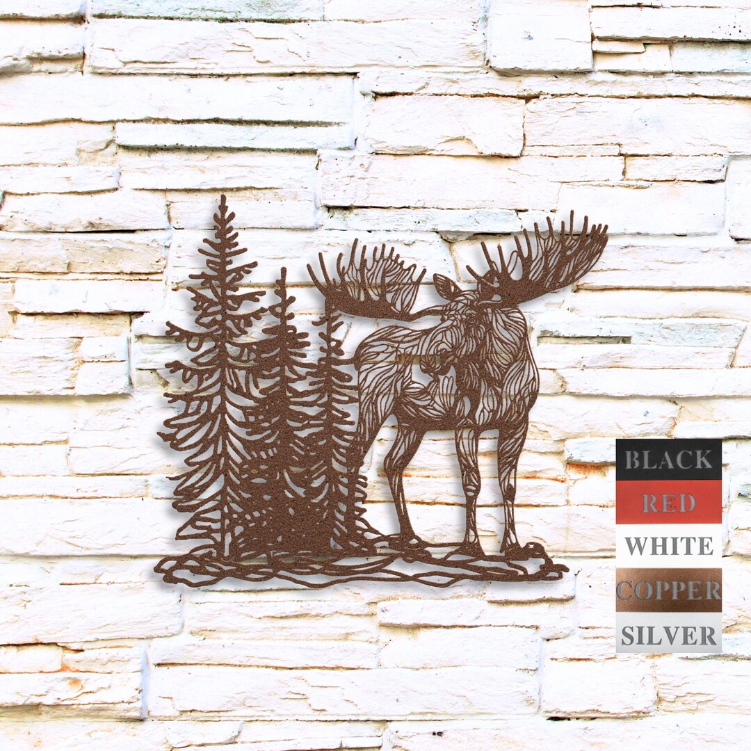 Moose Wall Decor, Moose in Forest Metal Wall Sculpture, Metal Nature ...