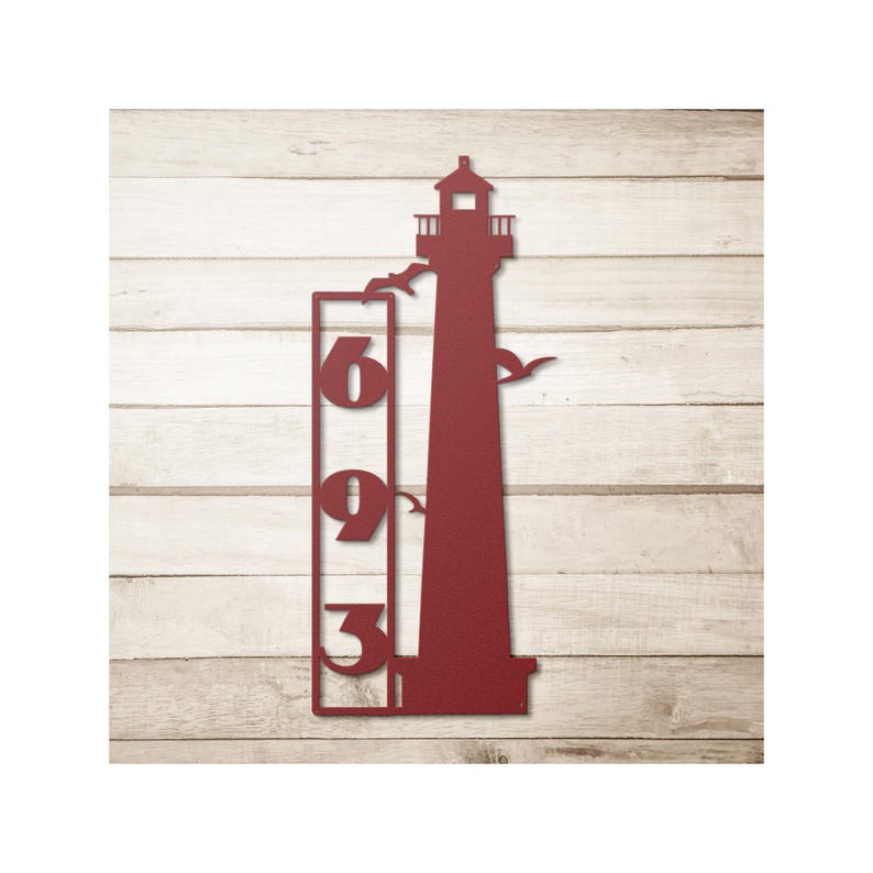 Vertical House Number Sign | Lighthouse Seagull Metal Address | Coastal ...