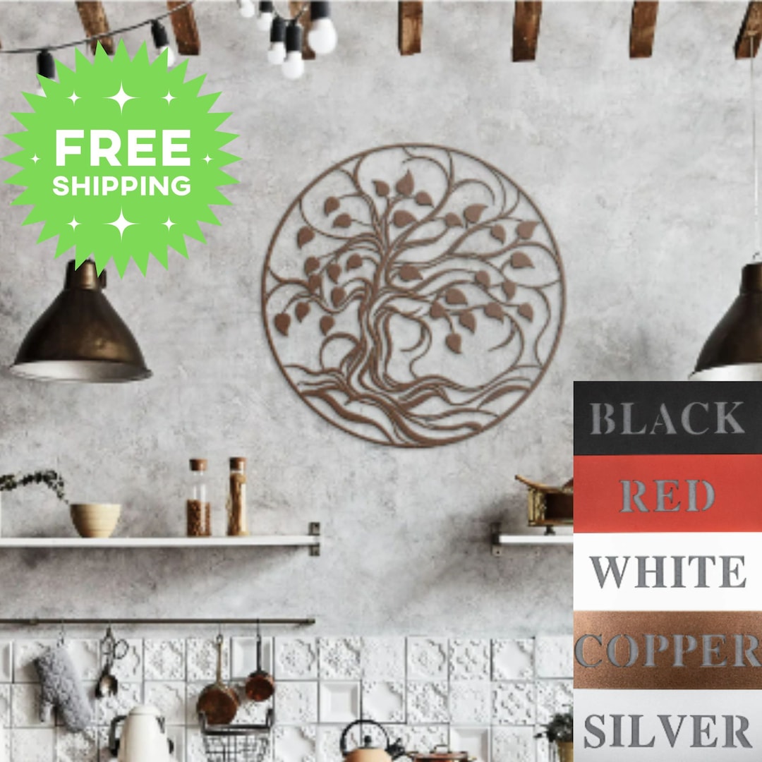 Metal Tree Wall Decor, Tree Outdoor Wall Art, Metal Leaves Wall Art ...