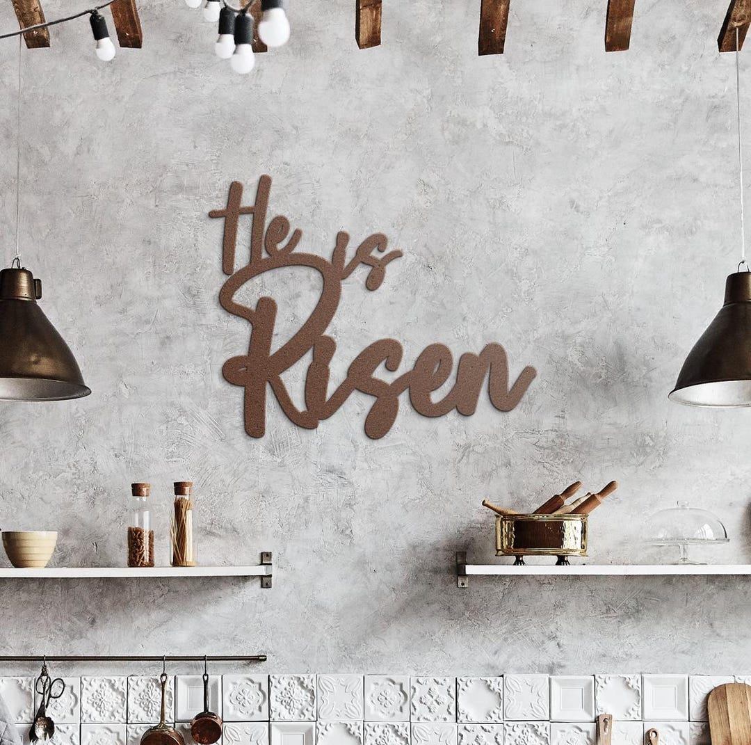 He is Risen Metal Sign, He is Risen Wall Sign, Religious Easter Decor ...