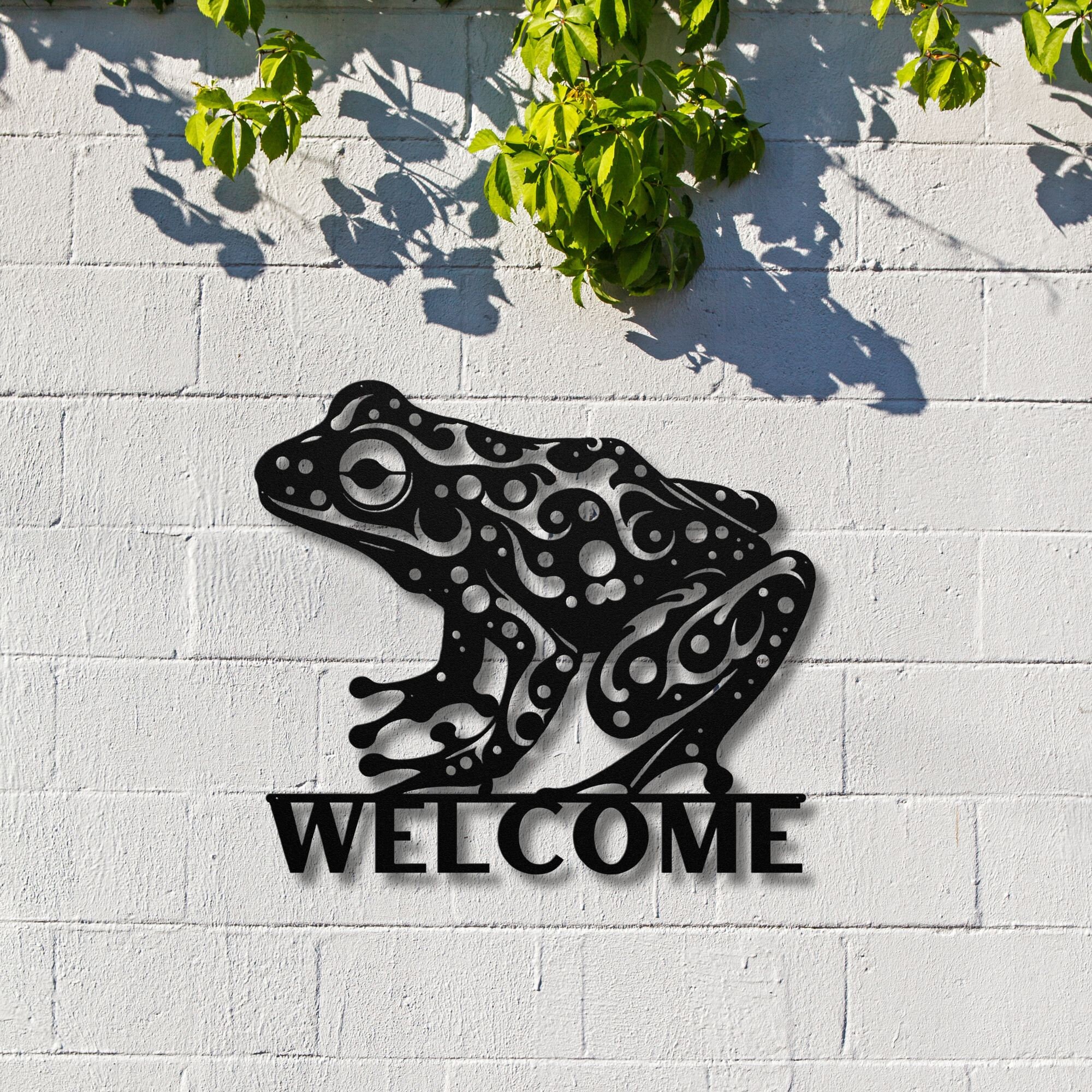 Metal Frog Welcome Sign, Outdoor Frog Wall Decor, Toad Wall Art ...