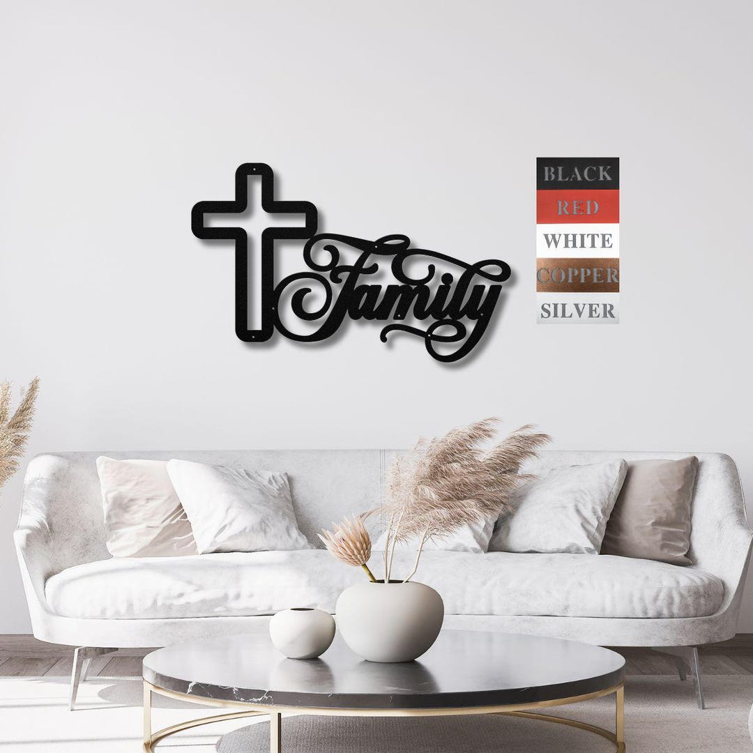 Metal Family Cross Sign, Religious Family Sign, Christian Family Decor ...