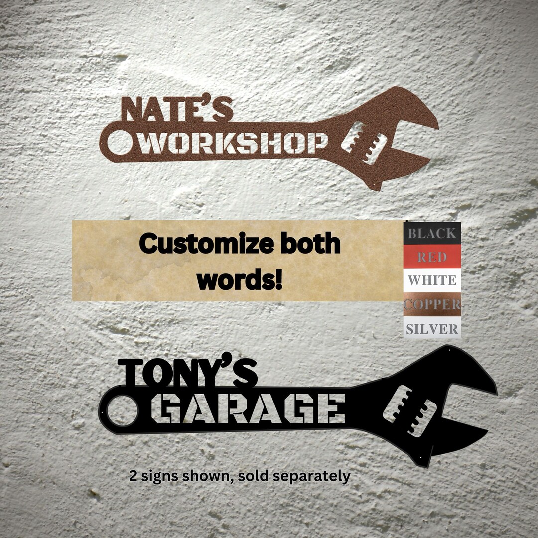 Personalized Workshop Garage Sign | Custom Metal Tool Sign | Handyman ...
